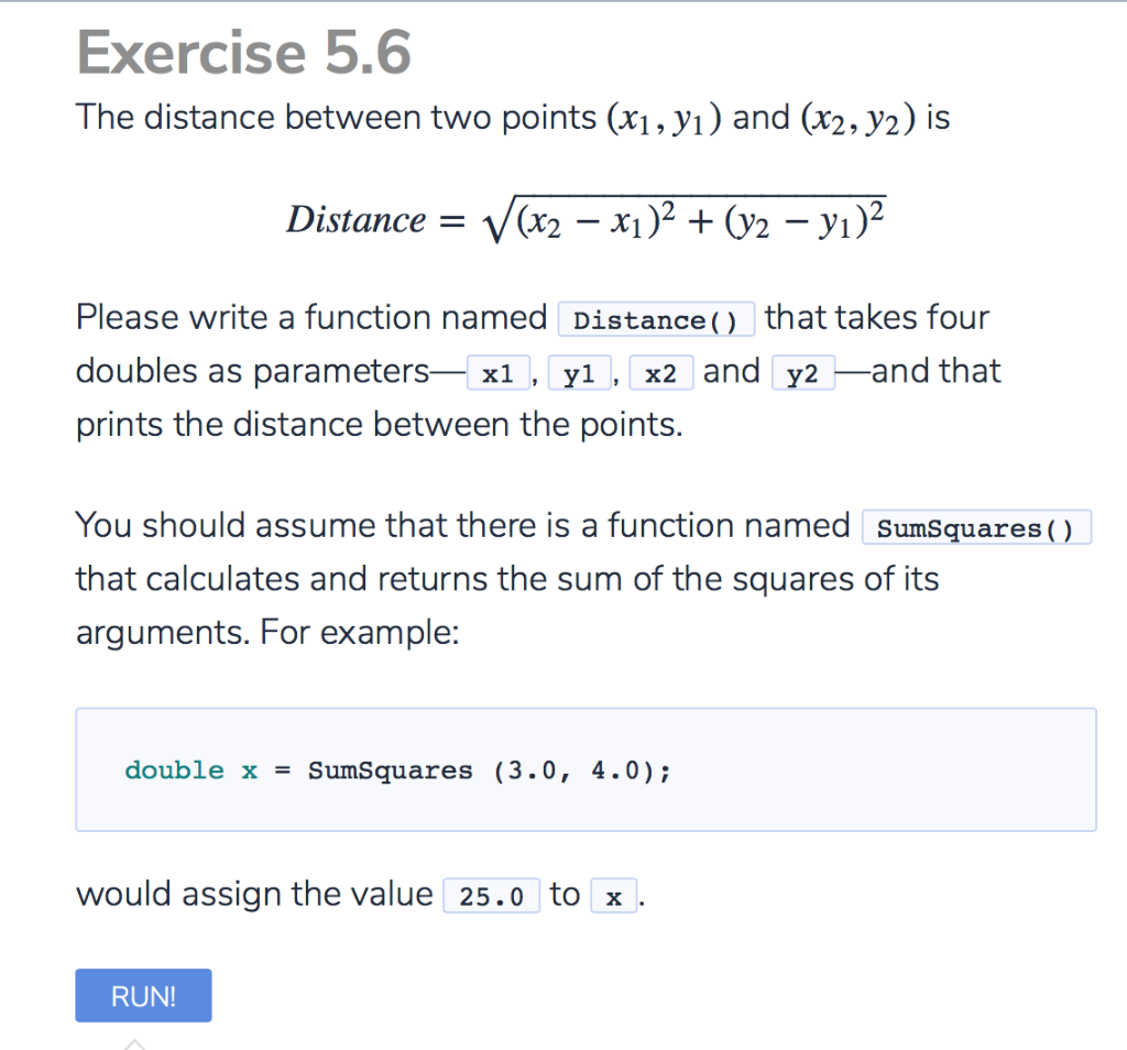 Solved Exercise 5.6 The distance between two points (x1, yı) | Chegg.com