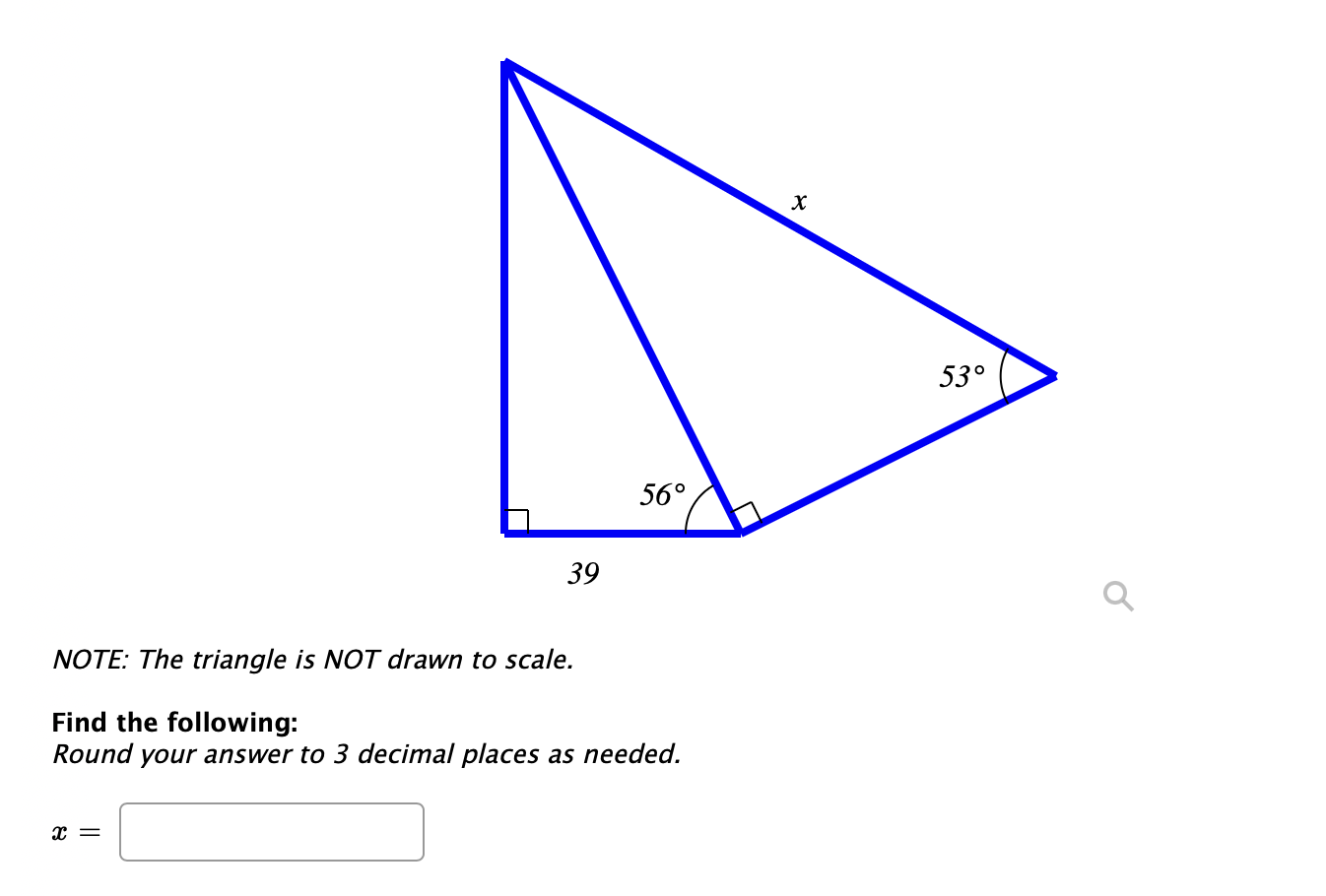 Solved NOTE: The triangle is NOT drawn to scale. Find the | Chegg.com