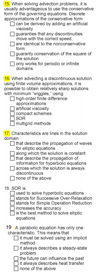 Solved 15. When solving advection problems, it is usually | Chegg.com