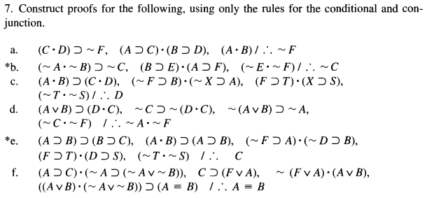 7. Construct proofs for the following, using only the | Chegg.com