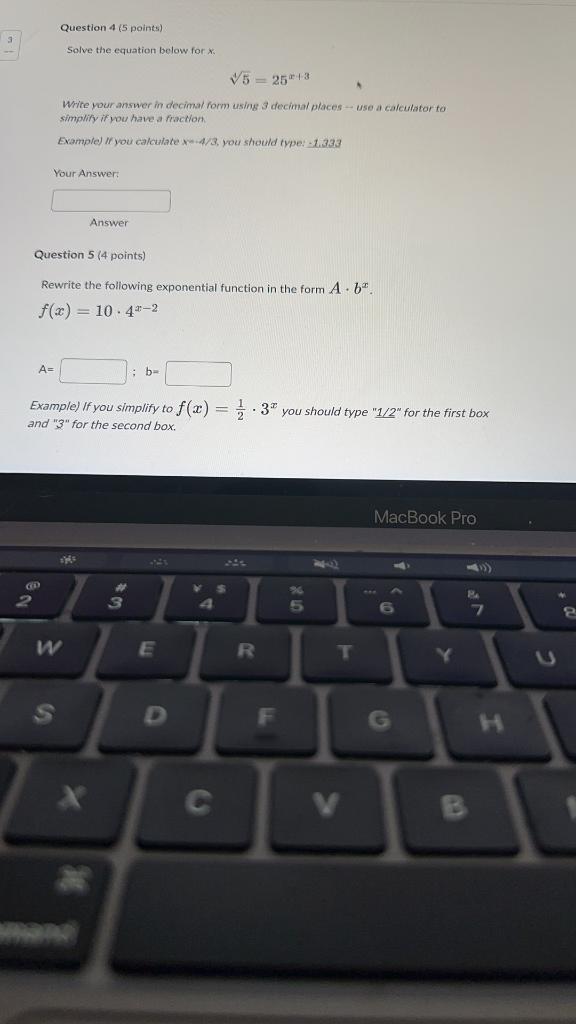 Solved Question 4 (5 points) Solve the equation below for x. | Chegg.com
