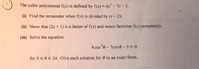 Solved The cubic polynomial f(x) is defined by f(x) = 4x^3 - | Chegg.com