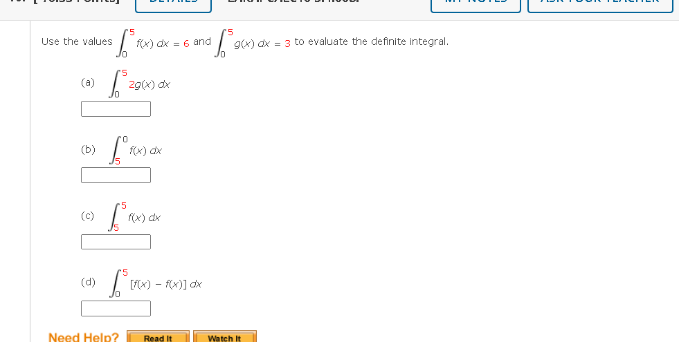Solved Use the values f(x) dx = 6 and |9 g(x) dx = 3 to | Chegg.com