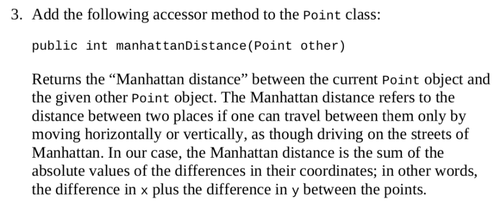 Solved 3. Add the following accessor method to the Point | Chegg.com