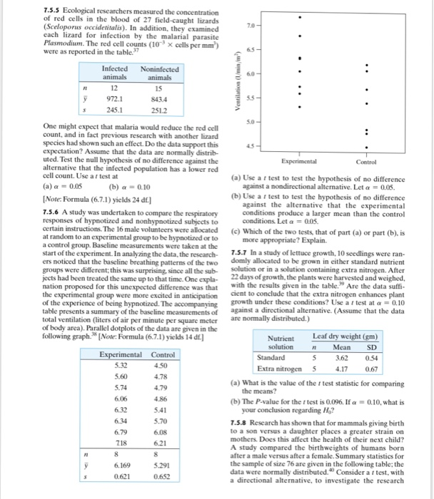 Solved of red cells in the blood of 27 field-caught lizards | Chegg.com