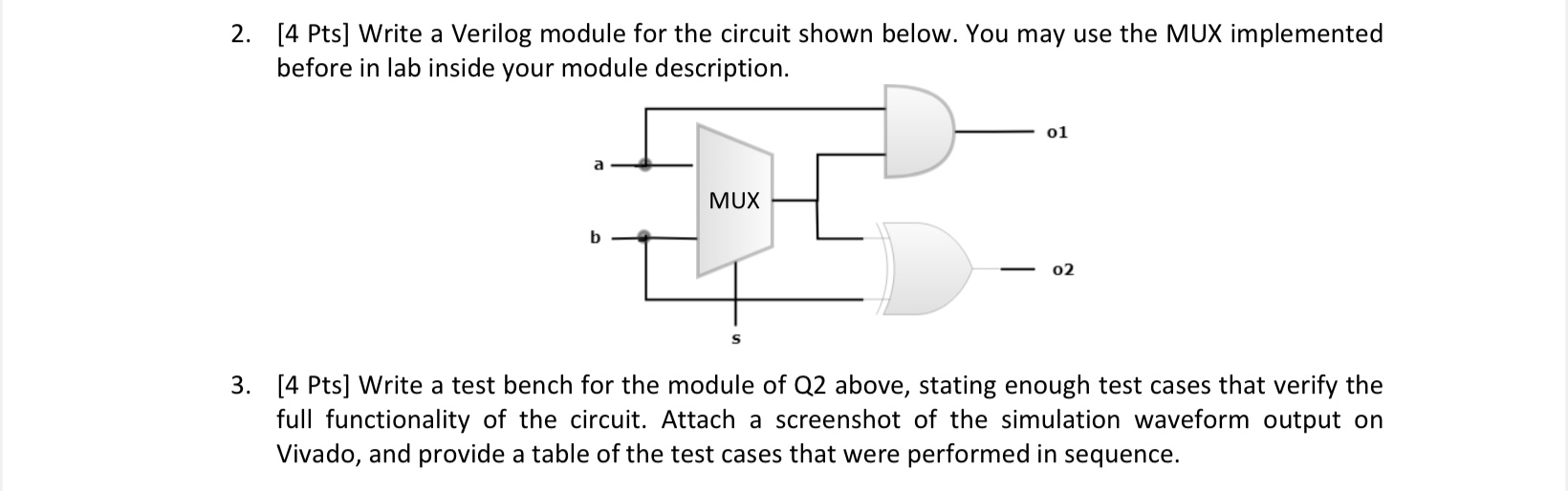 Solved [4 Pts] Write a Verilog module for the circuit shown | Chegg.com