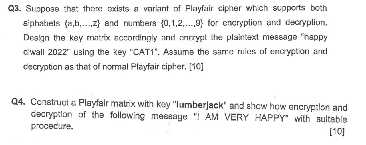 Solved 23. Suppose that there exists a variant of Playfair | Chegg.com