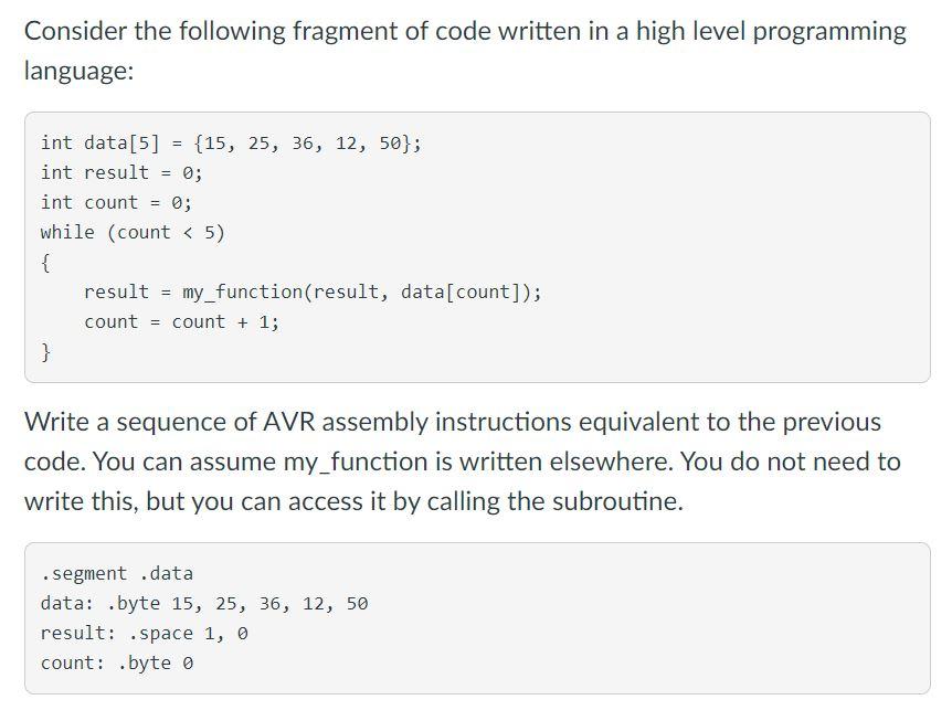 Consider the following fragment of code written in a | Chegg.com