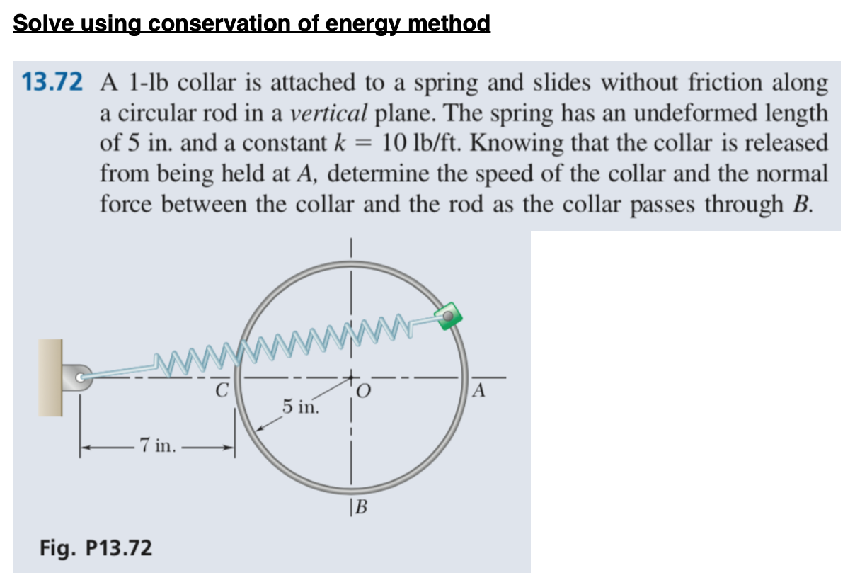 Solved Solve using conservation of energy method 13.72 A | Chegg.com
