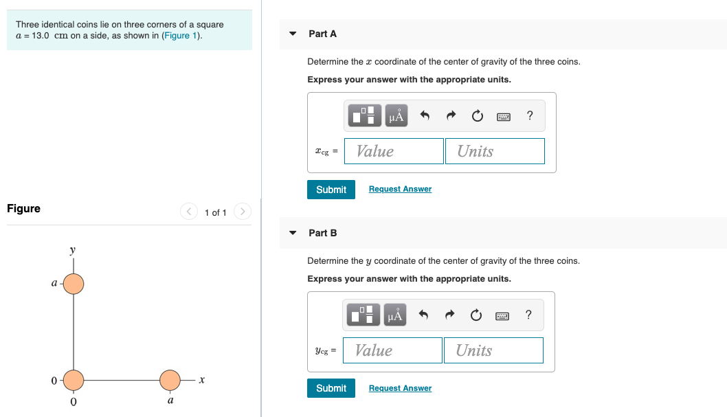 Solved Three identical coins lie on three corners of a | Chegg.com
