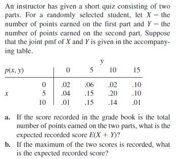 Solved An instructor has given a short quiz consisting of | Chegg.com