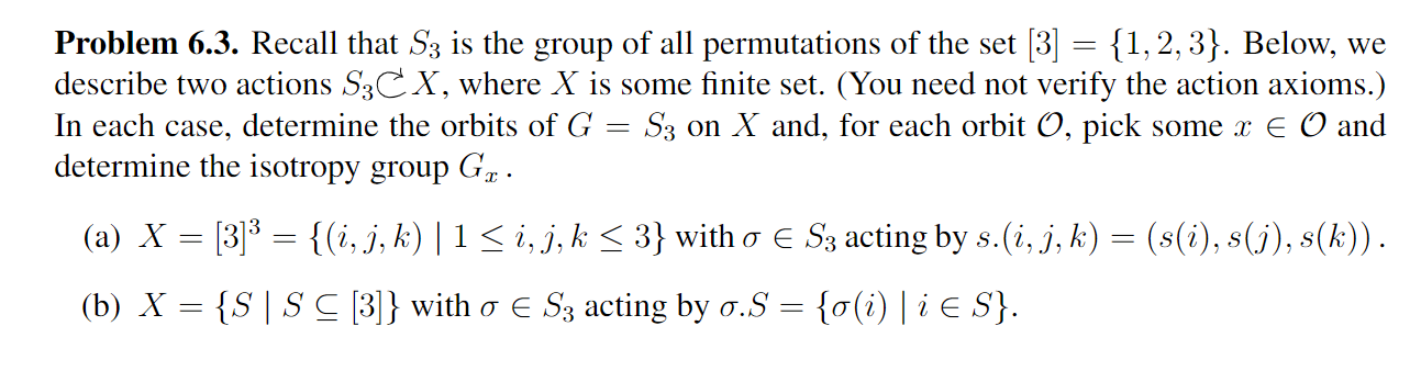 Problem 6.3. Recall that S3 is the group of all | Chegg.com