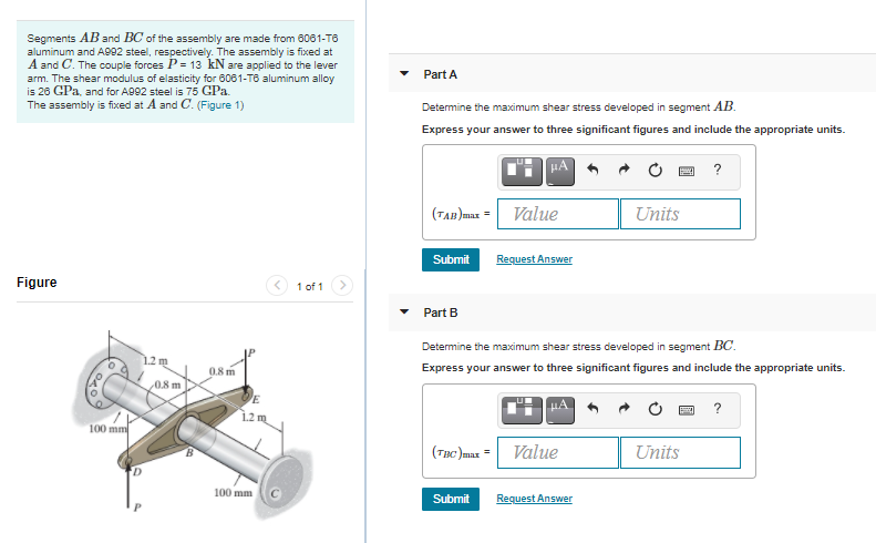 Solved Segments AB and BC of the assembly are made from | Chegg.com