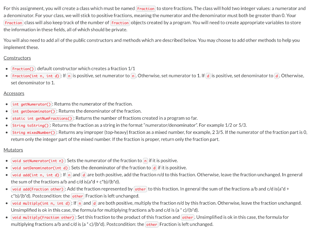 Solved For this assignment, you will create a class which | Chegg.com