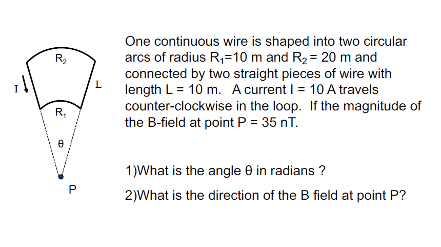 Solved One continuous wire is shaped into two circular arcs | Chegg.com