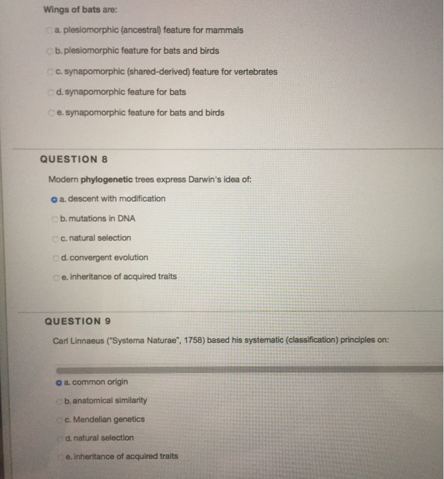 Solved Wings of bats are: a. plesiomorphic (ancestral) | Chegg.com