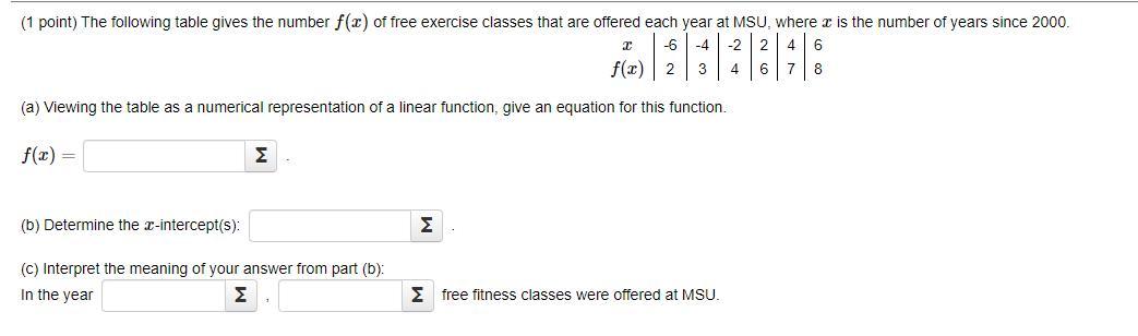 Solved (1 point) Find a formula for the linear function | Chegg.com