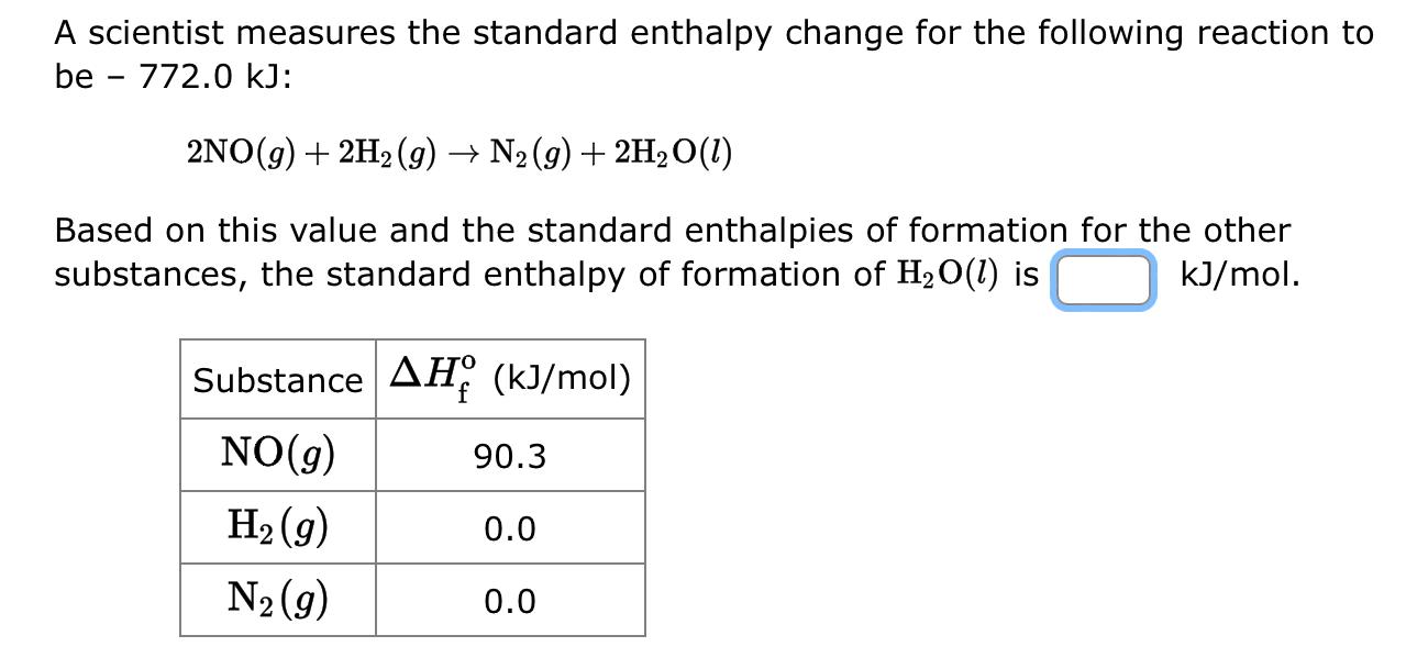Solved A scientist measures the standard enthalpy change for | Chegg.com