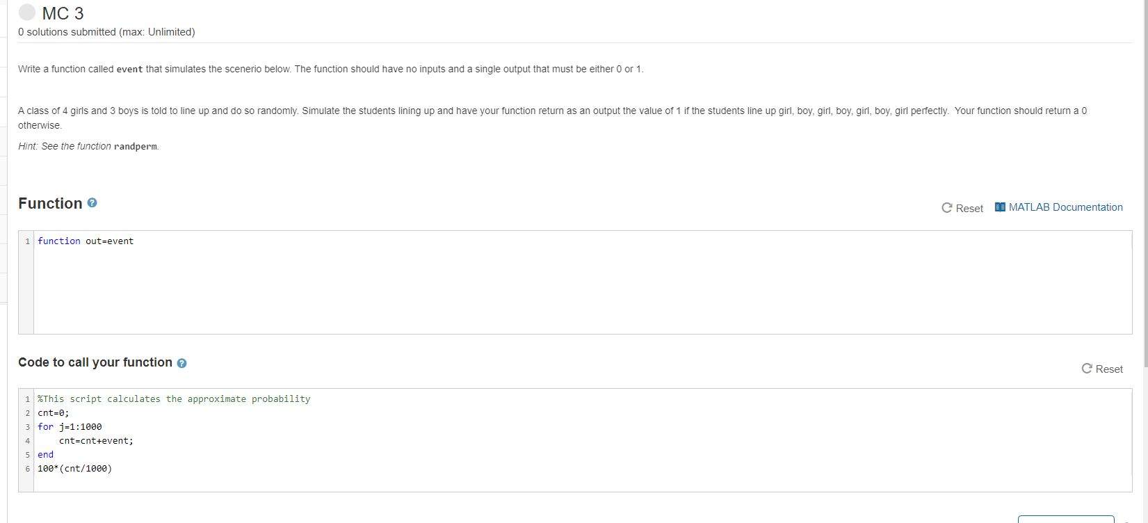Solved MC 3 O solutions submitted (max: Unlimited) Write a | Chegg.com