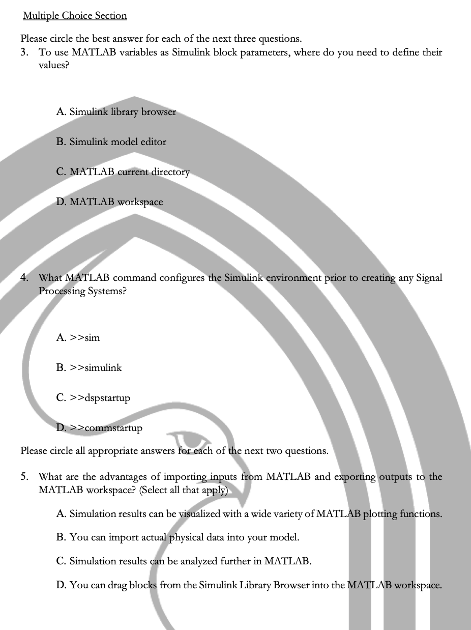 Solved Multiple Choice Section Please circle the best answer | Chegg.com