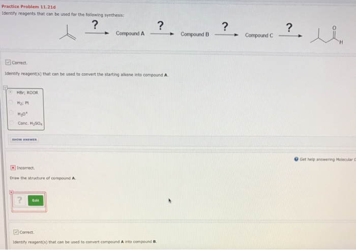 Solved Practice Problem 11.21d Identify reagents that can be | Chegg.com