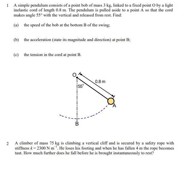 Solved light 1 A simple pendulum consists of a point bob of | Chegg.com