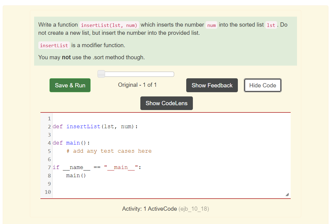 Solved Write a function insertList(lst, num) which inserts | Chegg.com