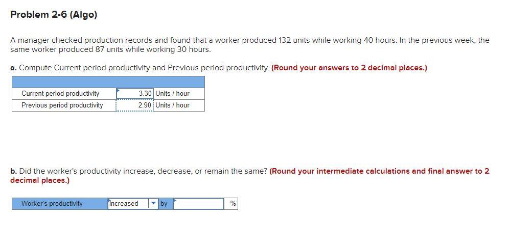 Solved Problem 2-6 (Algo) A manager checked production | Chegg.com