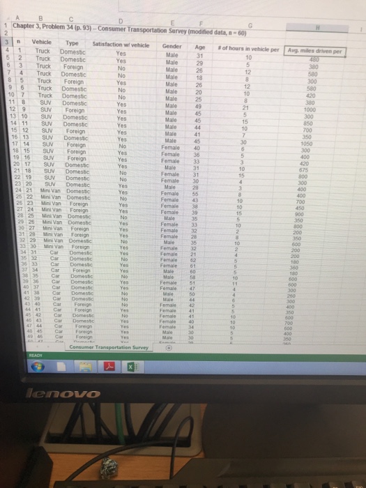 Solved 34. Using the data in the Excel file Consumer | Chegg.com