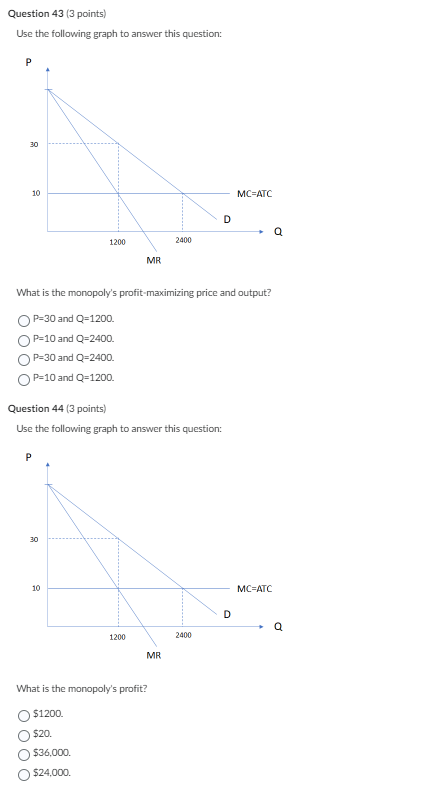 Solved Question 43 (3 points) Use the following graph to | Chegg.com