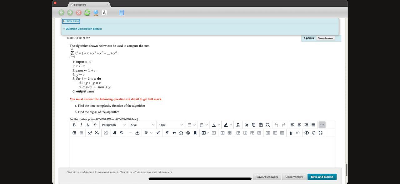 Solved Blackboard Å Show Timer Question Completion Status: : | Chegg.com
