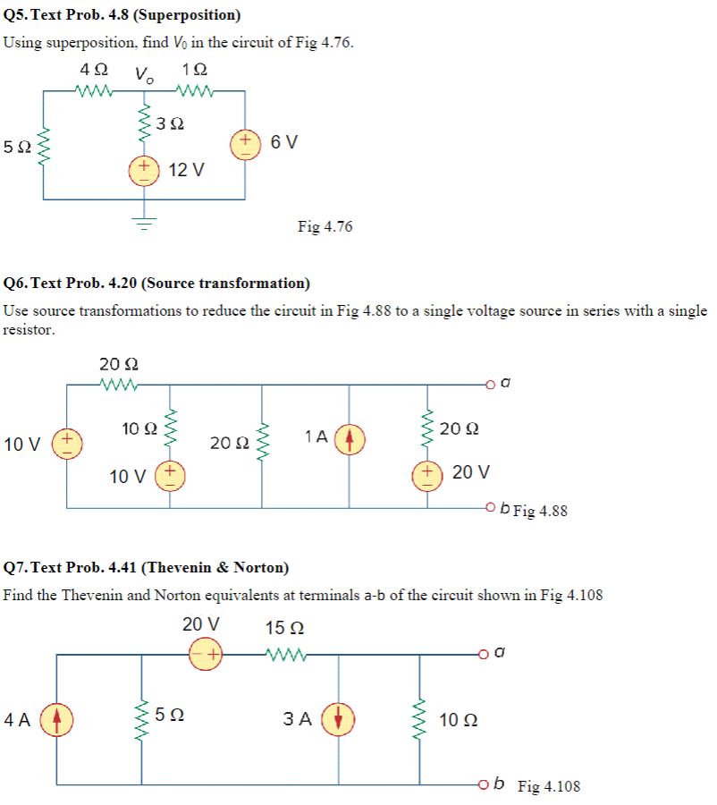 Solved Using superposition, find V0 in the circuit of Fig | Chegg.com
