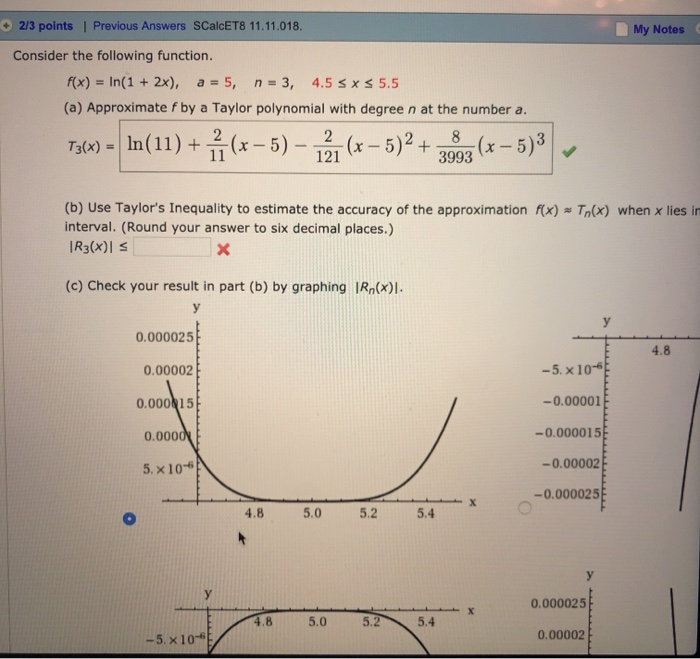 Solved + 2/3 points| Previous Answers SCalcET8 11.11.018 My | Chegg.com