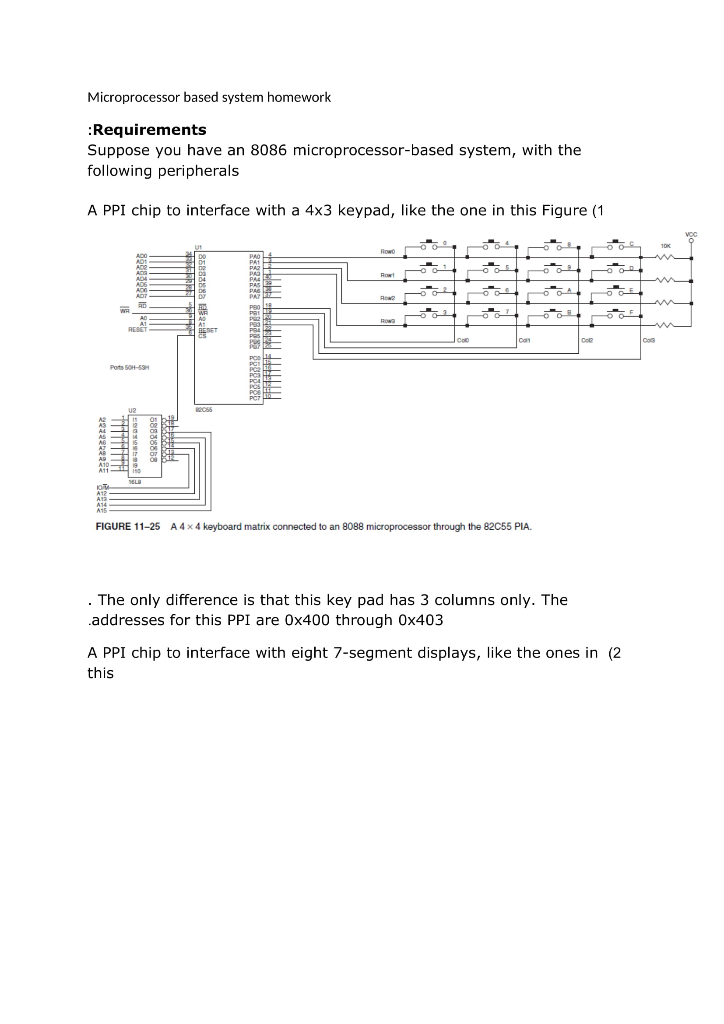 Microprocessor based system homework Requirements | Chegg.com