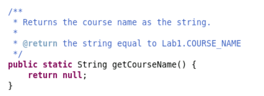 Solved I∗∗ ∗ Returns the course name as the string. ∗ ∗ | Chegg.com