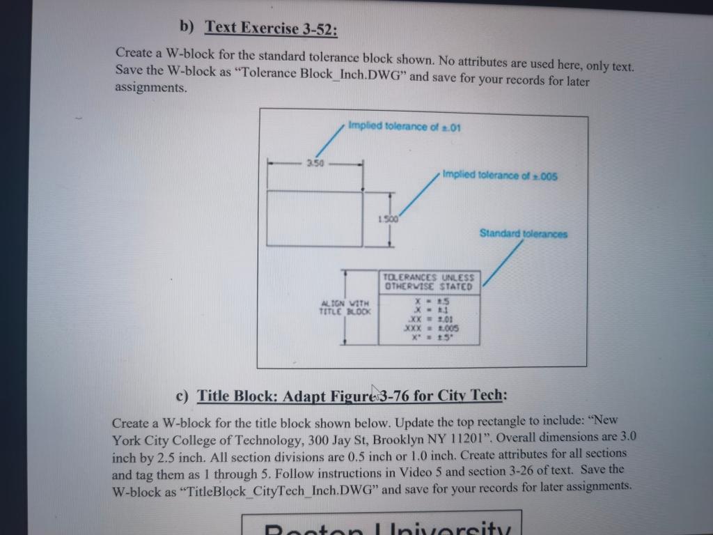 b) Text Exercise 3-52: Create a W-block for the | Chegg.com
