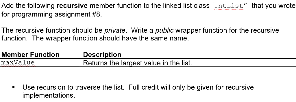 Add the following recursive member function to the | Chegg.com