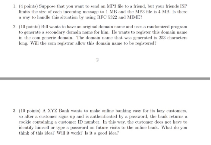 Solved 1. (4 points) Suppose that you want to send an MP3 | Chegg.com