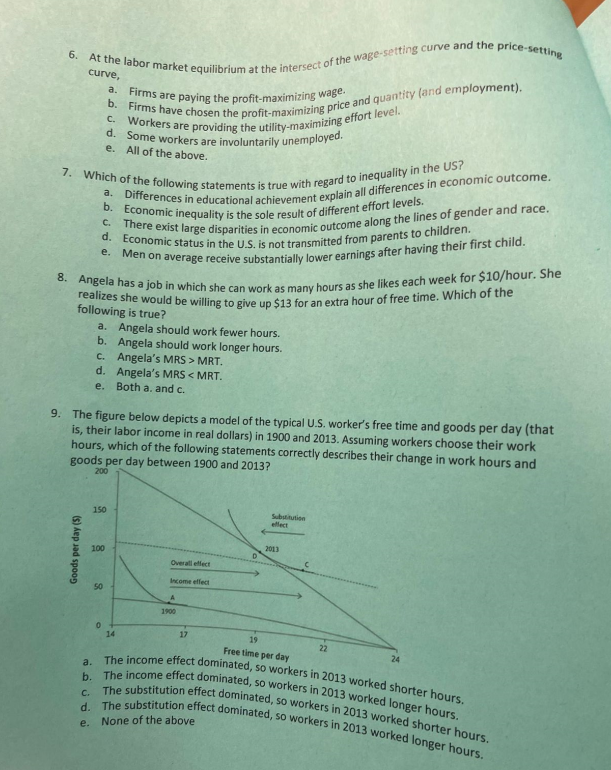 Solved 6. At the labor market equilibrium at the intersect | Chegg.com