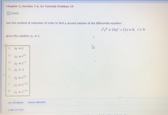 Solved Chapter 3, Section 3.4, Go Tutorial Problem 19 回Good. | Chegg.com