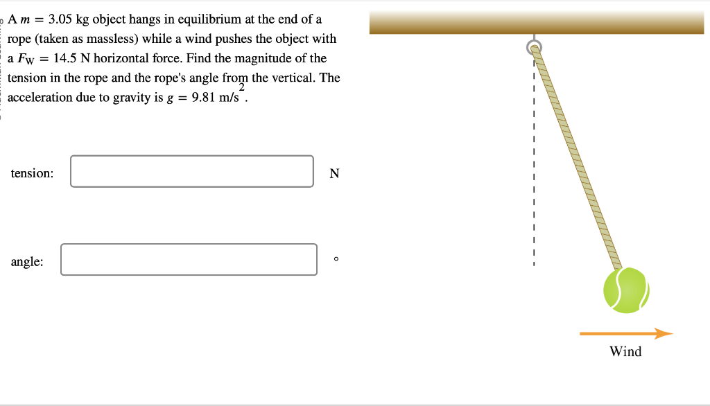 Solved A m=3.05 kg object hangs in equilibrium at the end of | Chegg.com