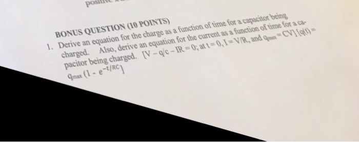 Solved Derive an equation for charge as a function of time a | Chegg.com