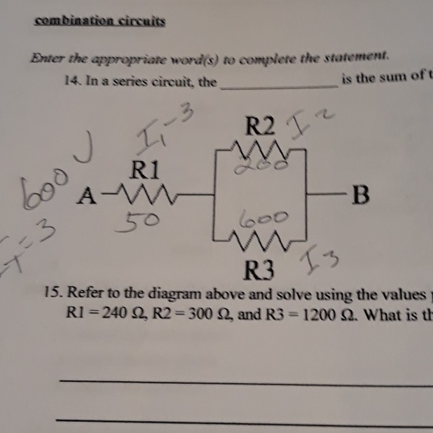 Solved I have a combination series parallel circuit that has | Chegg.com