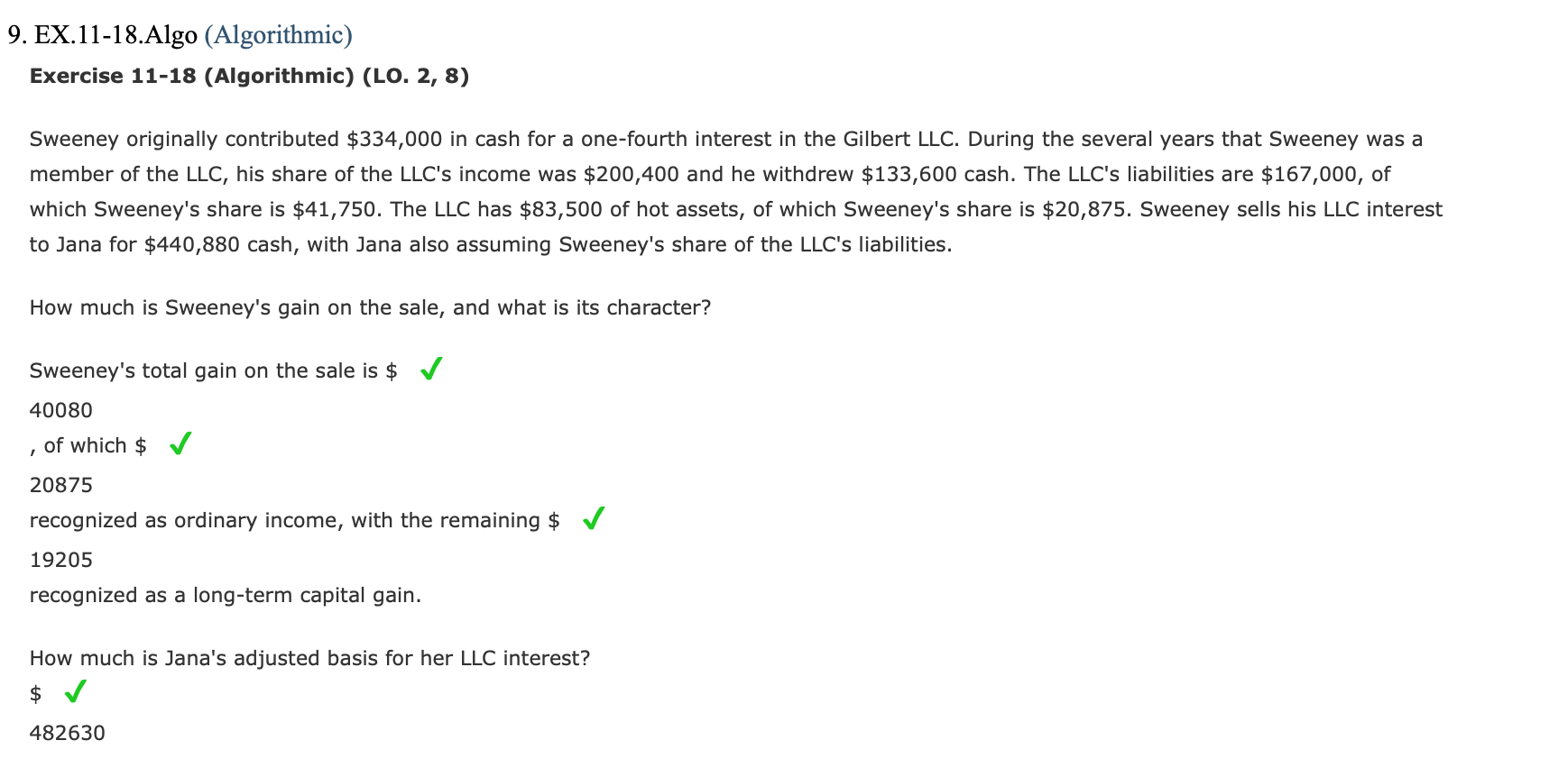 Solved Exercise 11-18 (Algorithmic) (LO. 2, 8) Sweeney | Chegg.com