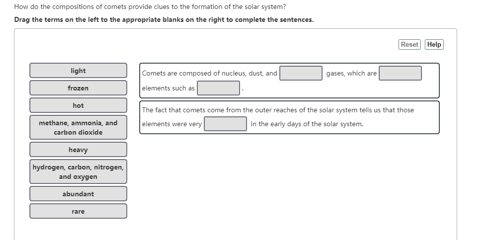 Solved How do the compositions of comets provide clues to | Chegg.com