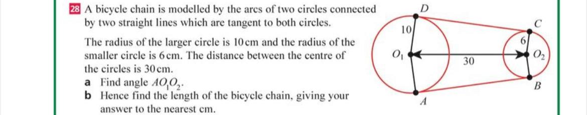 Solved A bicycle chain is modelled by the arcs of two | Chegg.com