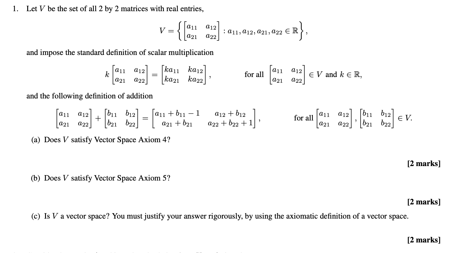 Solved Al. Closure under addition: If u, v E V then u +ve V | Chegg.com