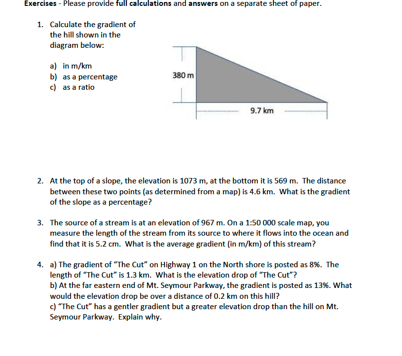 Solved Exercises - Please provide full calculations and | Chegg.com
