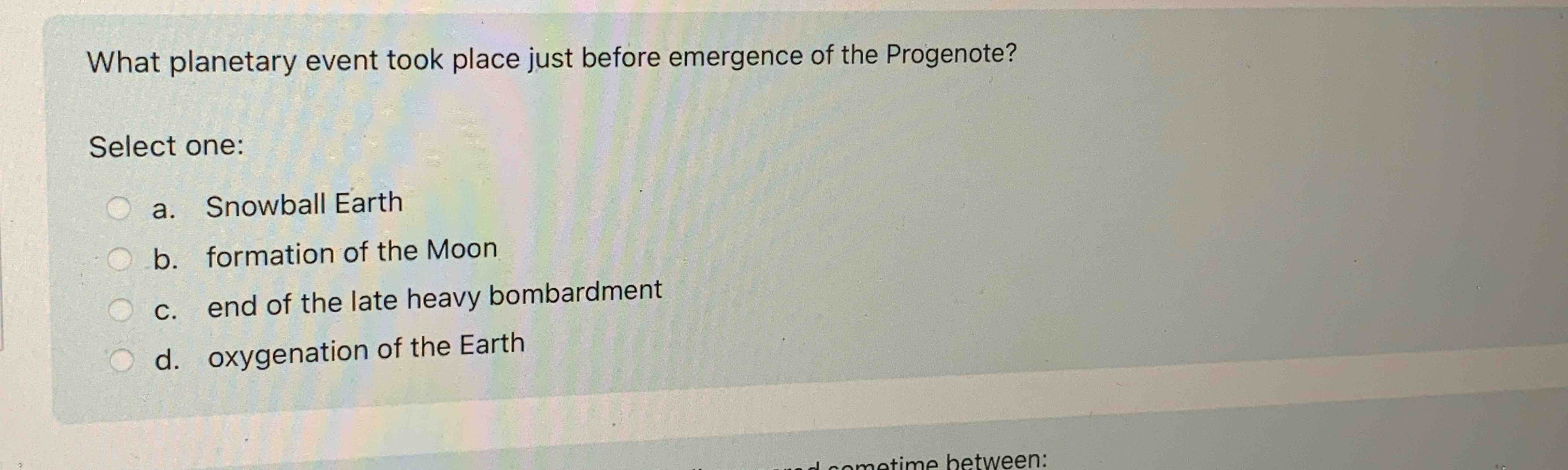 Solved What planetary event took place just before emergence | Chegg.com