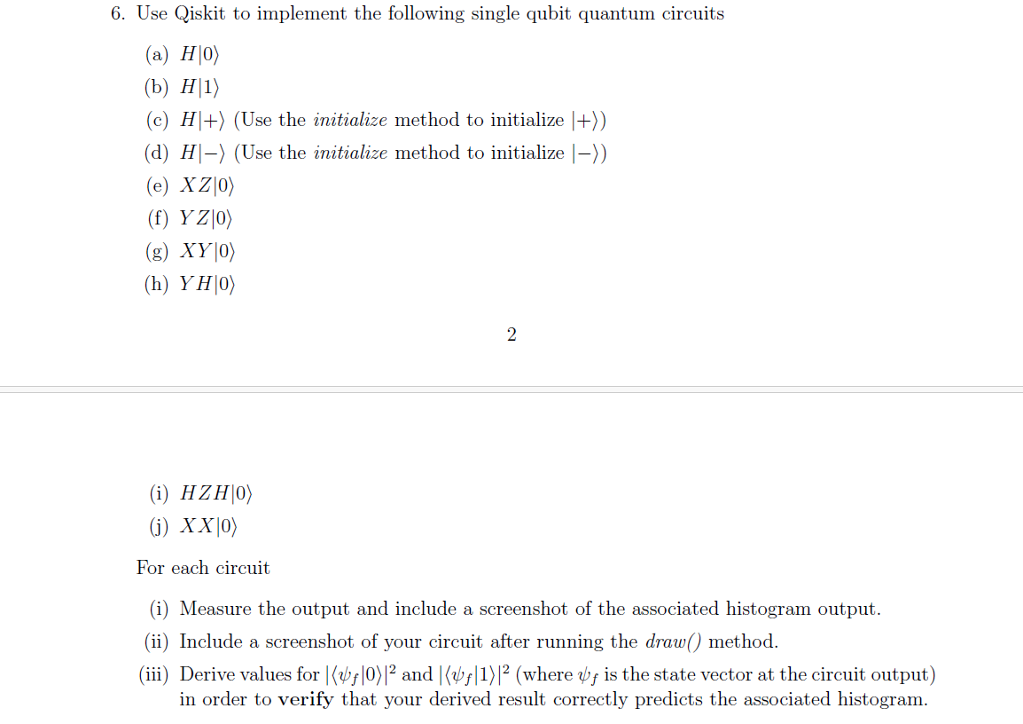 Solved 6. Use Qiskit to implement the following single qubit | Chegg.com
